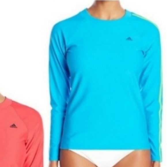 adidas | Swim | Adidas Womens Swim Rash Guard Blue | Poshmark